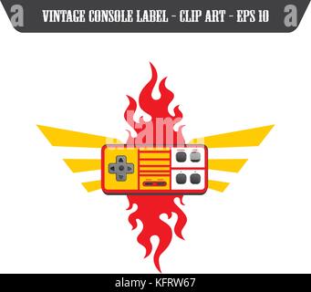 editable label video game console theme vector graphic art design ...