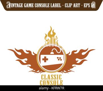 editable label video game console theme vector graphic art design ...