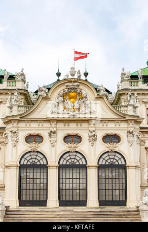 Wien, Vienna: city of Vienna coat of arms on rooftop of an apartment ...