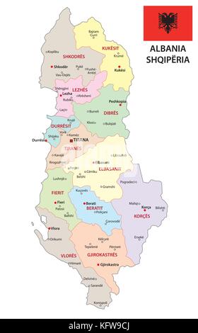 Albania Political Map with capital Tirana, national borders Stock Photo ...