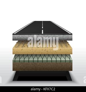 section of asphalt road Pavement layers Vector illustration Stock Photo ...