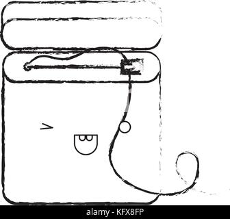 dental floss kawaii in monochrome silhouette Stock Vector Image & Art ...