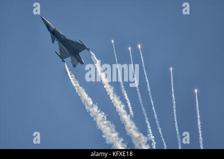 Saab JAS 39 Gripen releasing flares Stock Photo - Alamy