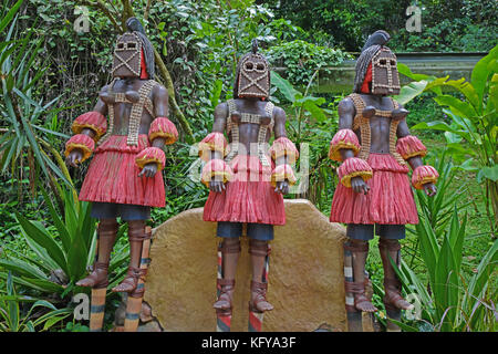 Unusual statues, made from natural materials, with two live sized ...