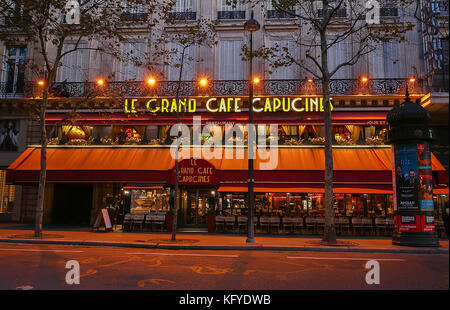 The famous cafe Capucines near Opera house, Paris, France Stock Photo ...