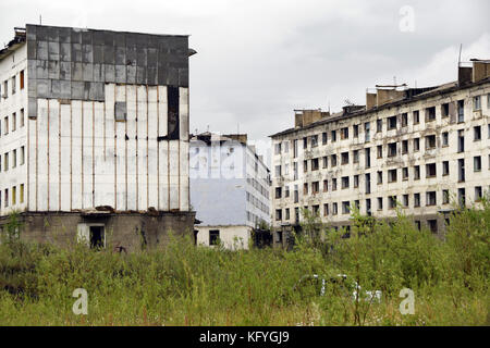 The ghost town of Kadykchan in the Kolyma region, north east Siberia ...