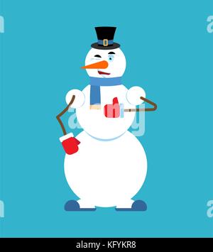 Snowman thumbs up winks emoji. New Year and Christmas vector ...