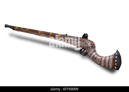 Afghan cap rifle with beautiful nacre decoration. The 19th century ...