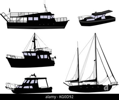 boats silhouettes - vector Stock Vector Image & Art - Alamy