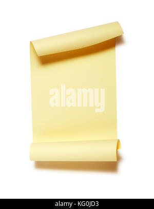 Blank yellow scroll and quill pen on white background Stock Photo - Alamy