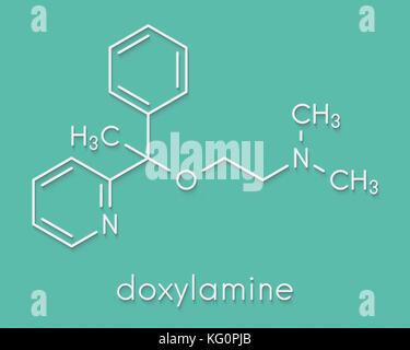 Doxylamine antihistamine drug molecule. Also used as over-the-counter ...