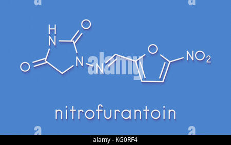 Nitrofurantoin antibiotic drug molecule. Used to treat urinary tract ...