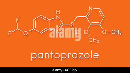 Pantoprazole molecule. It is proton pump inhibitor, gastric ulcer drug ...