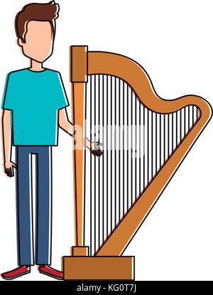 boy playing the harp Stock Photo: 19166247 - Alamy