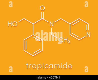 Tropicamide mydriatic eye drug molecule. Atoms are represented as ...