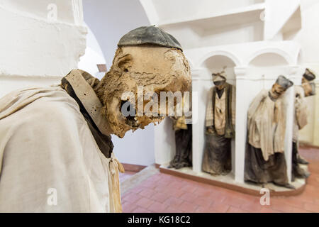 GANGI, ITALY - July 03, 2016: The crypt of the mother church, where all ...