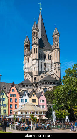 Fish market with Groß St. Martin and Stapelhaus, Cologne, Rhine, North ...
