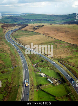 An aerial view of Stott Hall farm near Huddersfield in Yorkshire, which ...