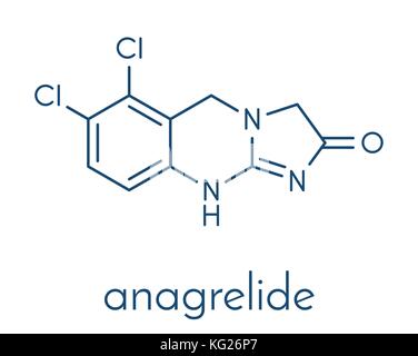 Anagrelide essential thrombocytosis drug molecule. Skeletal formula ...