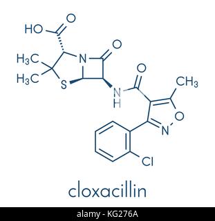 Cloxacillin antibiotic drug molecule. Skeletal formula Stock Vector ...