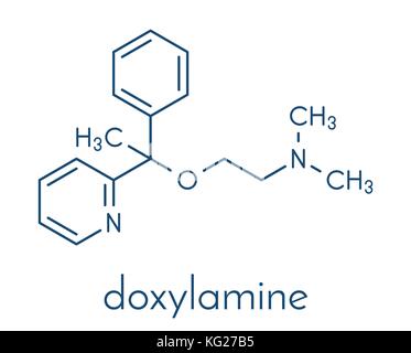 Doxylamine antihistamine drug molecule. Also used as over-the-counter ...