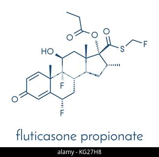 Fluticasone propionate corticosteroid drug molecule. Skeletal formula ...