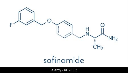 Safinamide Parkinson's disease drug molecule. Skeletal formula Stock ...