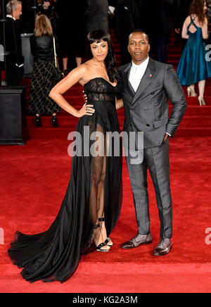 Leslie Odom Jr., left, and Nicolette Robinson arrive at the Oscars on ...
