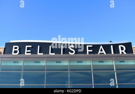 Bellis Fair mall in Bellingham, Washington with shoppers coming out of ...