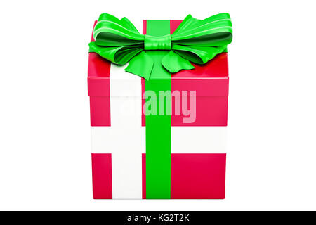 Gift box with Danish flag. Holiday in Denmark, concept. 3D rendering ...