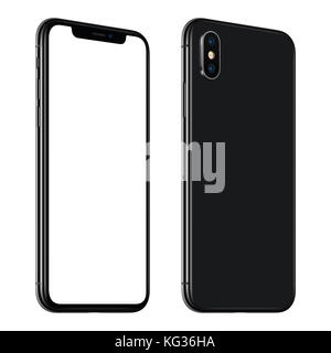 Smartphone mockup similar to iPhone X CCW rotated lies on surface ...