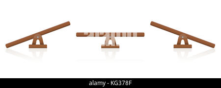 Seesaw or wooden balance scale - balanced and unbalanced, equal and ...