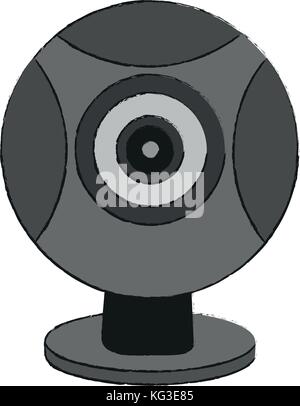 sketch of web cam device icon over white background, vector ...