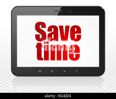 Time concept: Tablet Computer with Save Time on display Stock Photo - Alamy