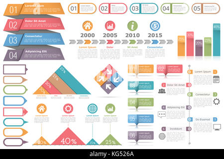 Infographic elements - process infographics, percents, bar chart and ...