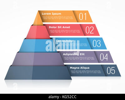 Pyramid chart with five elements, pyramid infographics template, vector ...