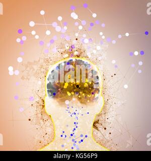 Human head with connecting lines and dots, illustration Stock Photo - Alamy