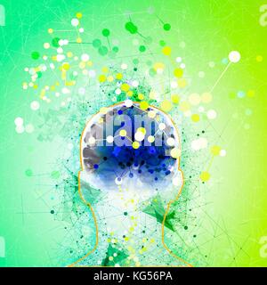 Human head with connecting lines and dots, illustration Stock Photo - Alamy