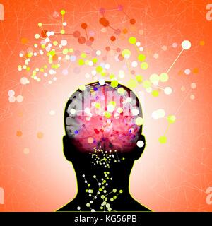 Human head with connecting lines and dots, illustration Stock Photo - Alamy