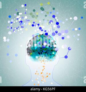 Human head with connecting lines and dots, illustration Stock Photo - Alamy