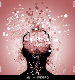 Human head with connecting lines and dots, illustration Stock Photo - Alamy