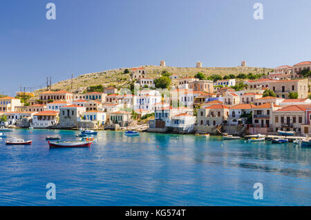 Waterfront, Port of Emporio, Halki (Chalki), Rhodes (Rodos) Region ...