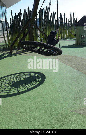 Aarhus, Dokk1 - the biggest library of Scandinavia, terrace, picture ...