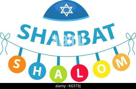 Shabbat Shalom card with Star of David, candles, kiddush cup and ...