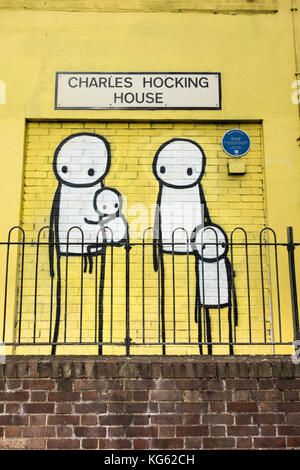 Stik's 'The Family Group' line drawing on Charles Hocking House in ...