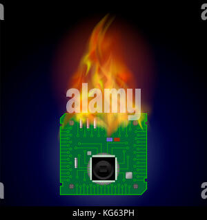 Burning Circuit Board Pattern. High Tech Symbol Stock Photo - Alamy