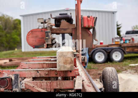 Portable saw mill, milling timber. Courtenay, Vancouver Island Stock ...