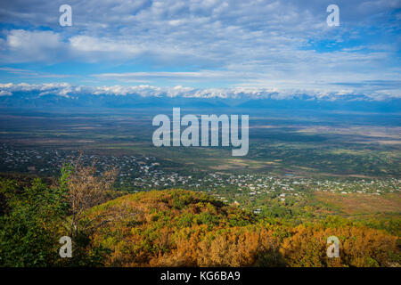 Autumnal view of georgian love city - Signagi, town in Kakheti area on ...