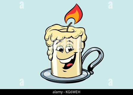 Cartoon burning candle with a holder Stock Vector Image & Art - Alamy