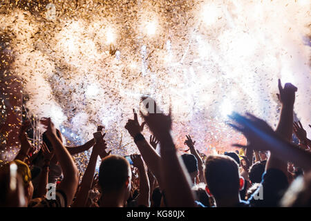 Portrait of happy crowd enjoying at music festival Stock Photo - Alamy